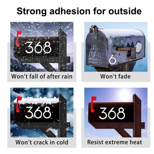 3 inch Reflective Mailbox Numbers for Outside, 5 Sets Number Stickers ...