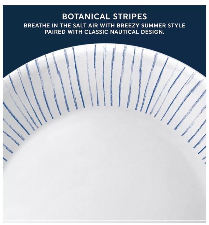 Corelle Botanical Stripes 12-piece Dinnerware Set For 4 Blue Floral ...