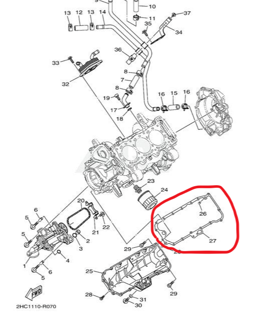 YAMAHA YXZ1000R YXZ 1000 ENGINE OIL PAN "STRAINER" COVER GASKET 2HC ...