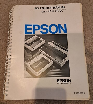 Vintage Epson MX Printer Manual with Graftrax Plus Spiral Bound 1982 | eBay