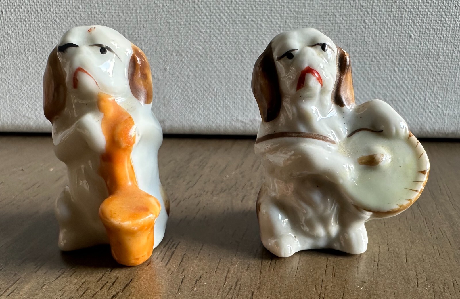 2 Vintage Cocker Spaniel Dog Figurines w/ Music Instruments Made ...