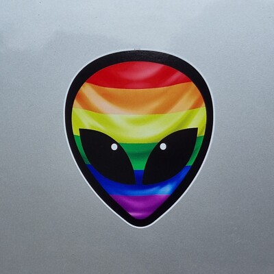 LGBT Gay Pride Rainbow Flag Alien Head Vinyl Sticker Decal For Car Van ...
