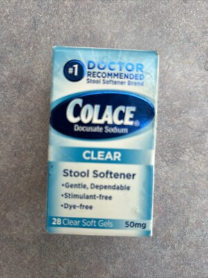Colace Docusate Sodium CLEAR Stool Softener 28 Gel Count Exp 10/25 | eBay