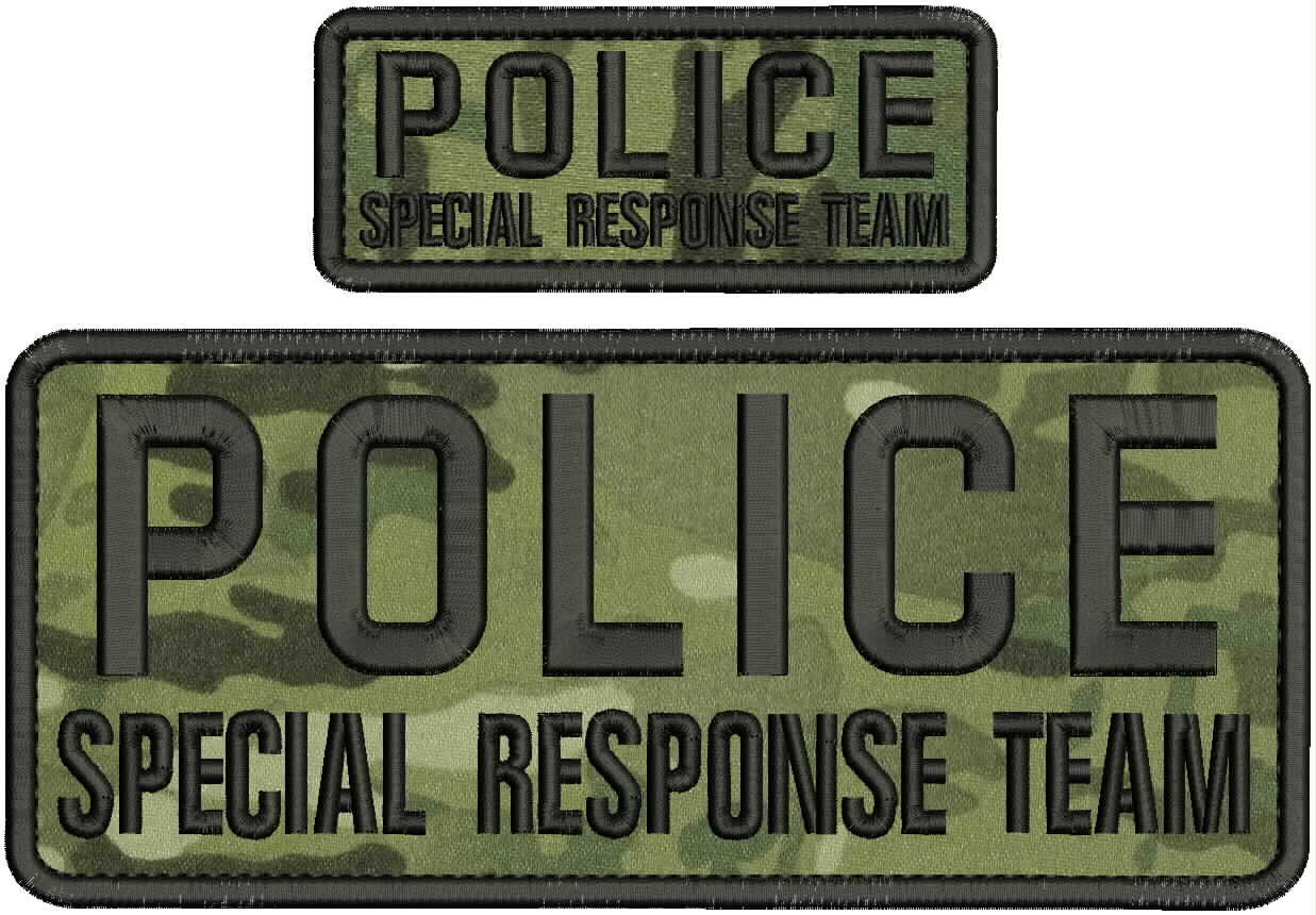 POLICE/SPECIAL/RESPONSE/TEAM EMB PATCH 4X10 AND 2X5 hook on back BLACK ...