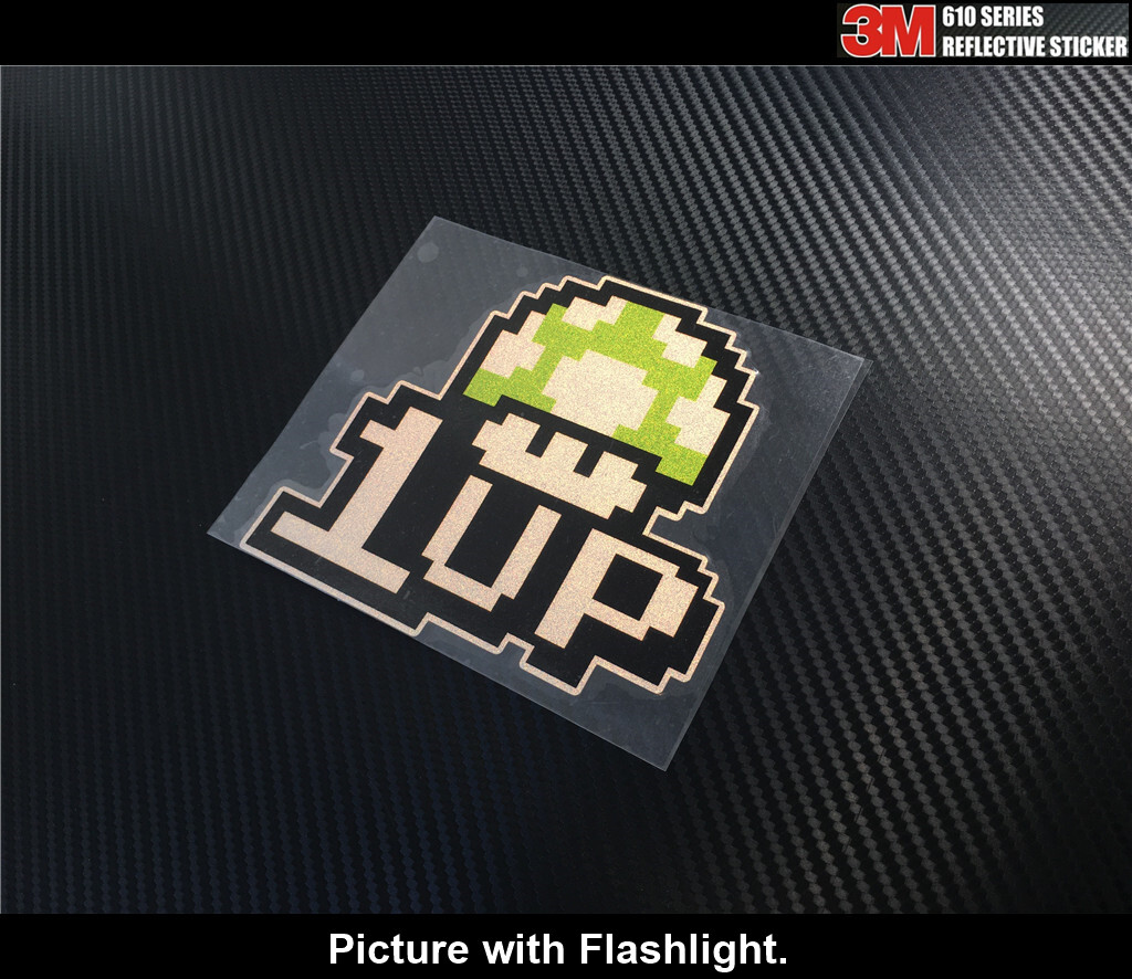 Reflective Super Mario 1UP Mushroom Sticker #M05 | eBay Australia