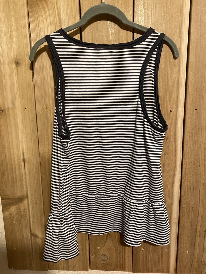 gap designed & crafted Dark gray & White striped Sleeveless Top L NWT | eBay