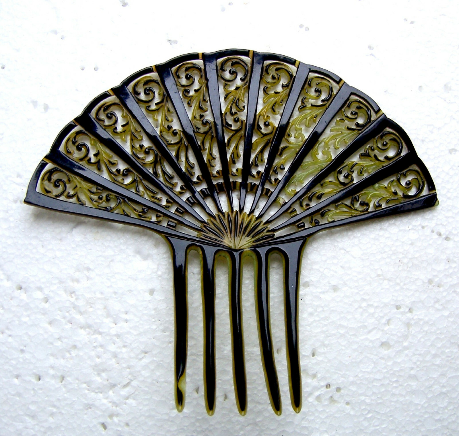 Sunray style Art Deco hair comb celluloid fan shaped hair accessory | eBay