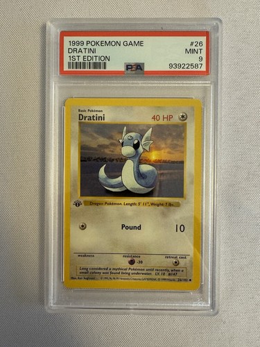 1999 Pokemon - 1st Edition Shadowless Dratini - Base Set 26/102 - PSA 9 ...