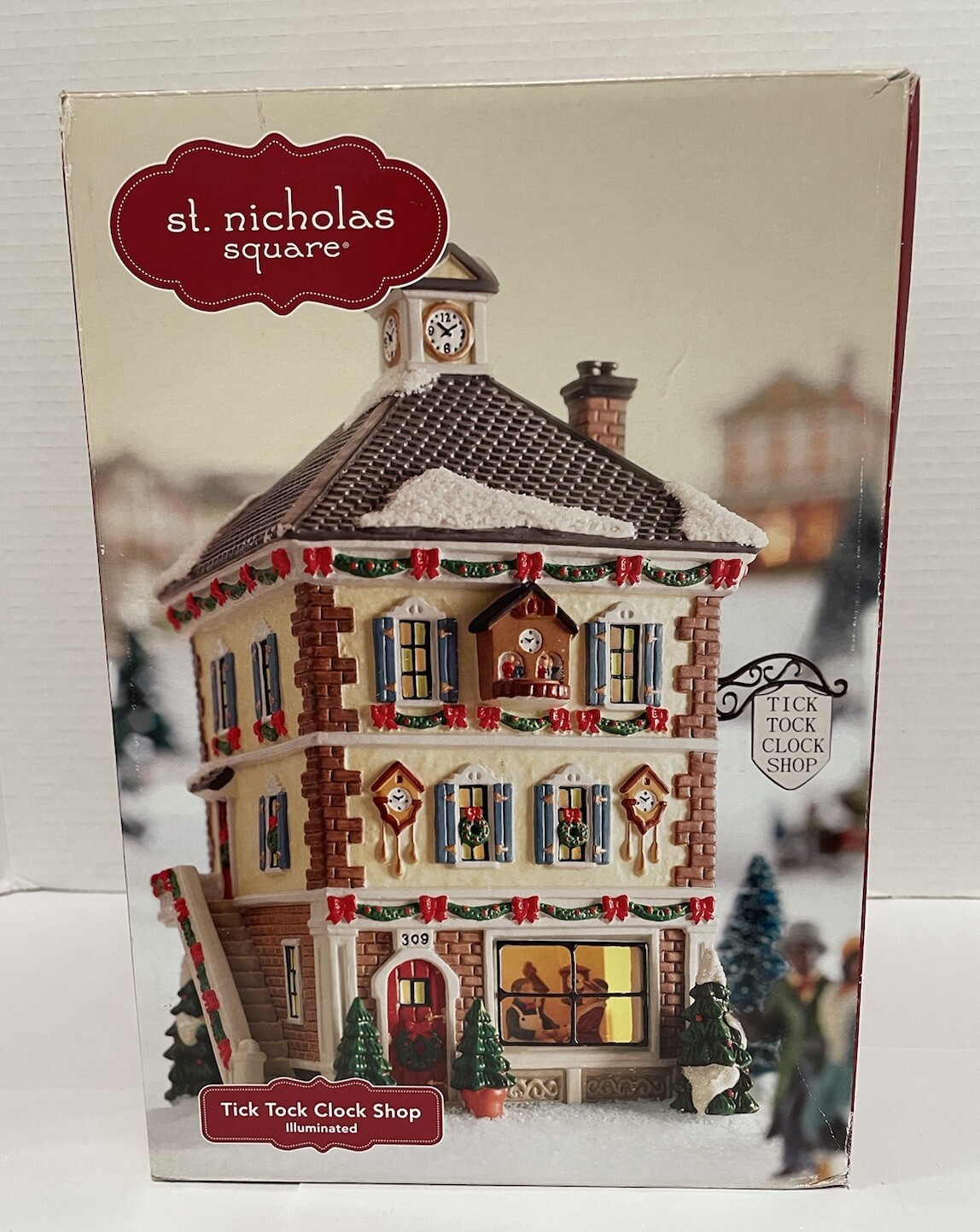 St. Nicholas Square Village 2009 Tick Tock Clock Shop Illuminated ...