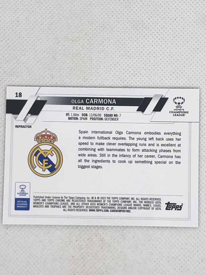 2022-23 UEFA Womens | Olga Carmona Real Madrid | Silver Future Stars ...