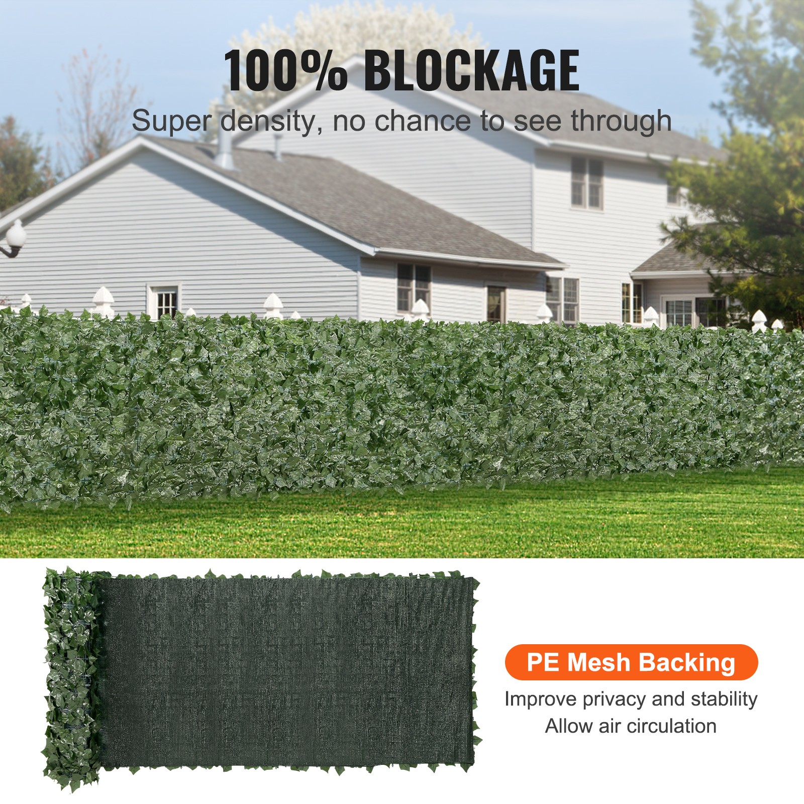 VEVOR Artificial Faux Ivy Leaf Fence Screen with Mesh Backing, 39x158
