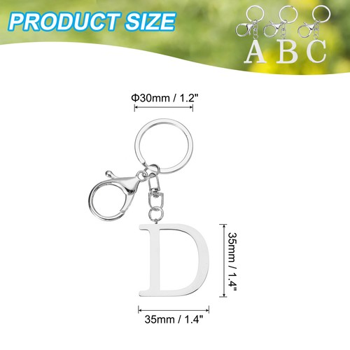 Initial Letter Key Chain Letter A-Z Keychain Initials Keyring, Silver ...