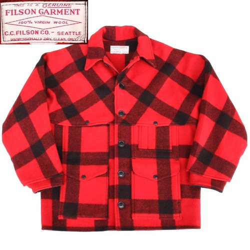 Used Filson Double Mackinaw Cruiser Wool Melton Jacket Size 42 Red ...