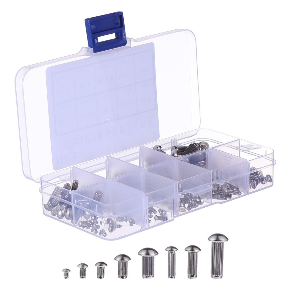 160 Pcs Solid Semi-round Head Rivet Stainless Round Knurled Rivets ...