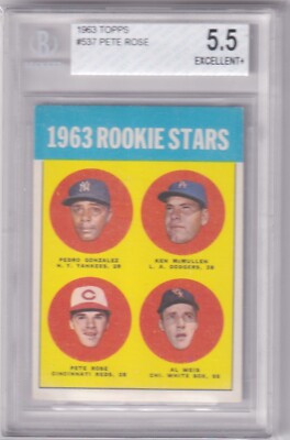 PETE ROSE 1963 Topps RC Rookie #537 BGS / BVG 5.5 EX+ - REDS | eBay