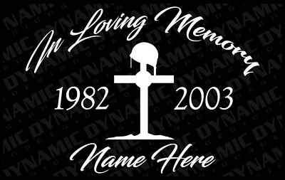 Custom IN LOVING MEMORY Fallen Soldier Vinyl Car Window Decal Sticker ...