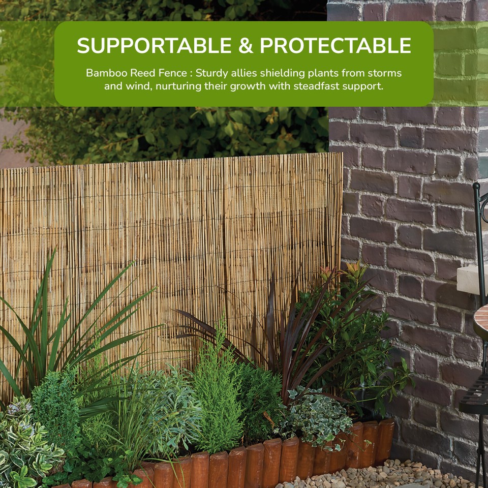 Bamboo Cane Slat Reed Screening Roll Garden Fencing Panel Outdoor ...