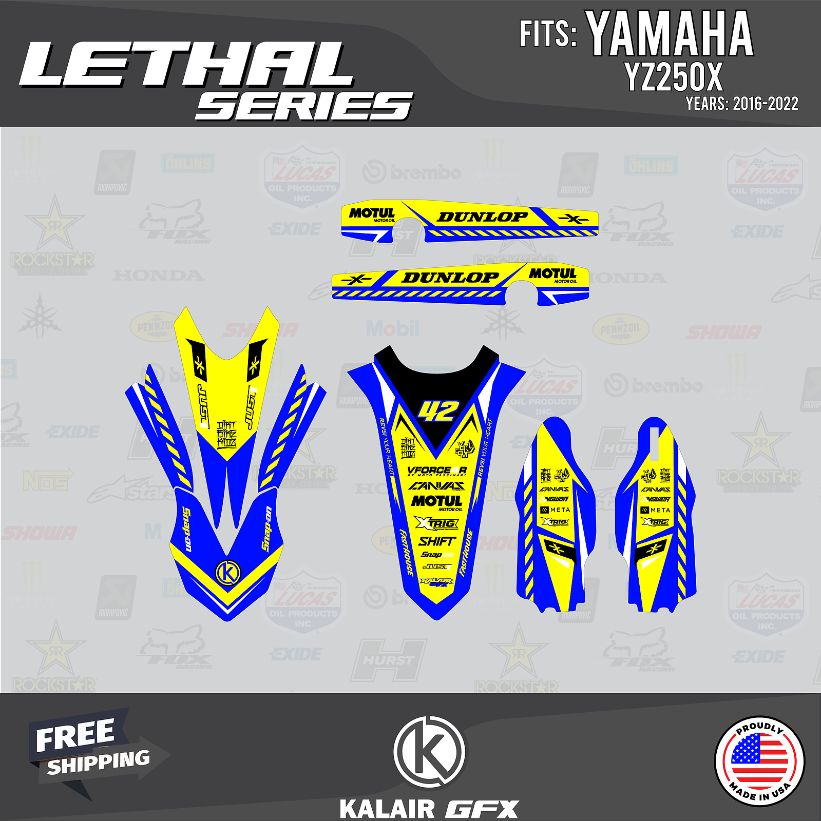 Graphics Kit for Yamaha YZ250X (2016-2022) Lethal-Yellow | eBay
