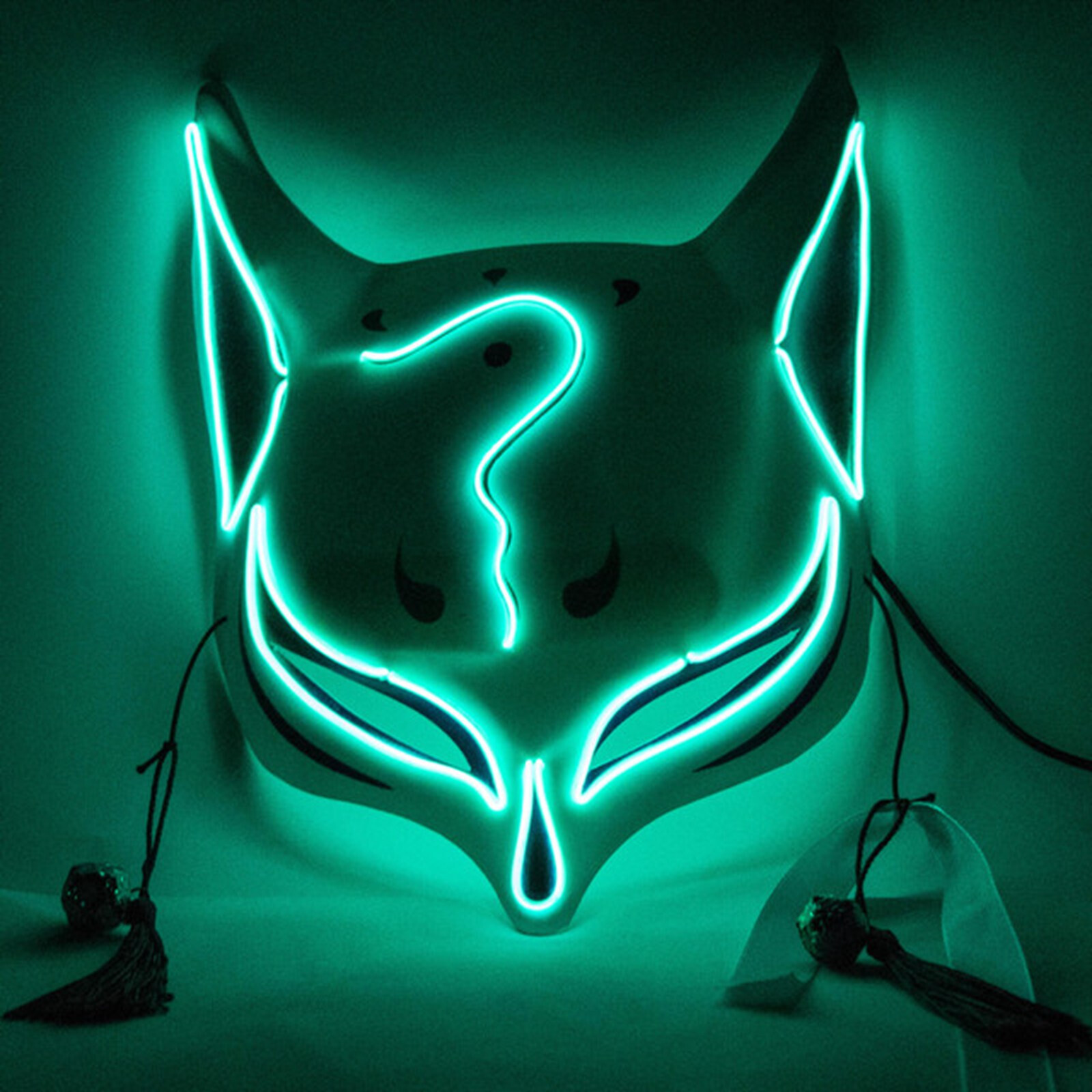 Party Mask Clubbing Light Up Kitsune Fox LED Mask Costume Rave Cosplay ...