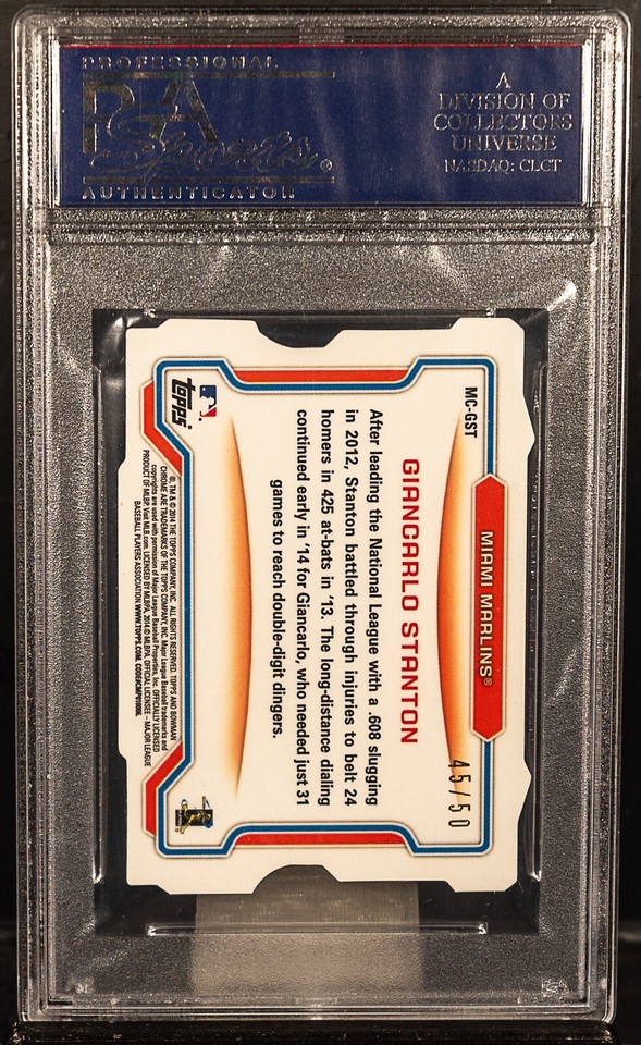 6035 GIANCARLO STANTON 2014 Bowman Chrome Mini Gold Wave Refractor 45/ ...