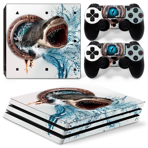 PS4 Pro Playstation 4 Console Skin Decal Sticker Shark Attack Custom ...