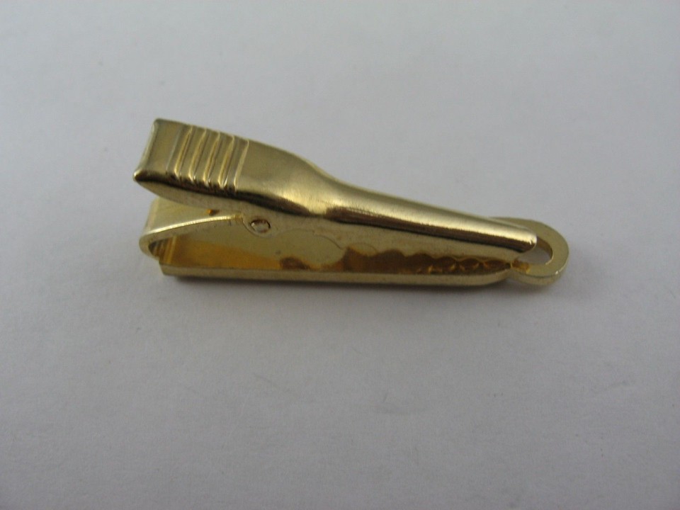 Vintage Mens Tie Bar: Nice Gold Tone Art Design Grooved Target Curl End ...