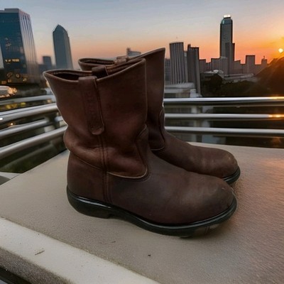 Red Wing Steel Toe Boots ASTM 2413 Size 9 E3 Brown Leather PECOS Pull ...