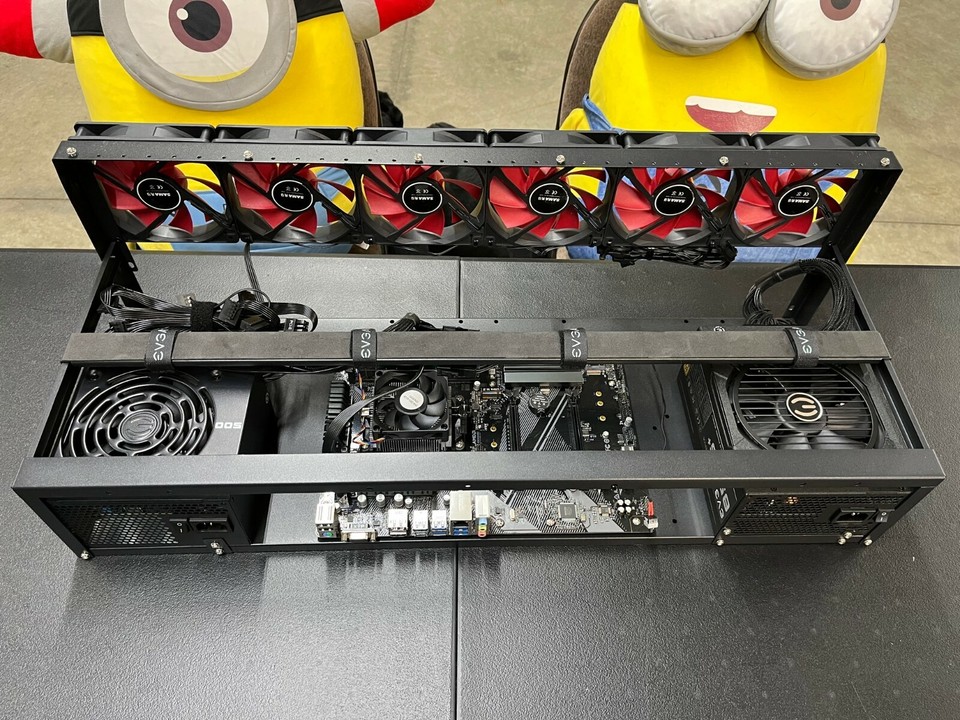 Mining Rig Kit (Plug+Play) 6 GPU slots, 1350W, CPU, ETH BTC Bitcoin ...