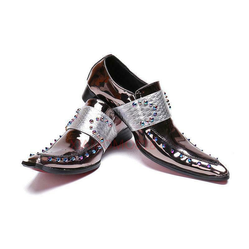 Men Rivet Buckle Strap Leather Party Slip On Business Wedding Shoes ...