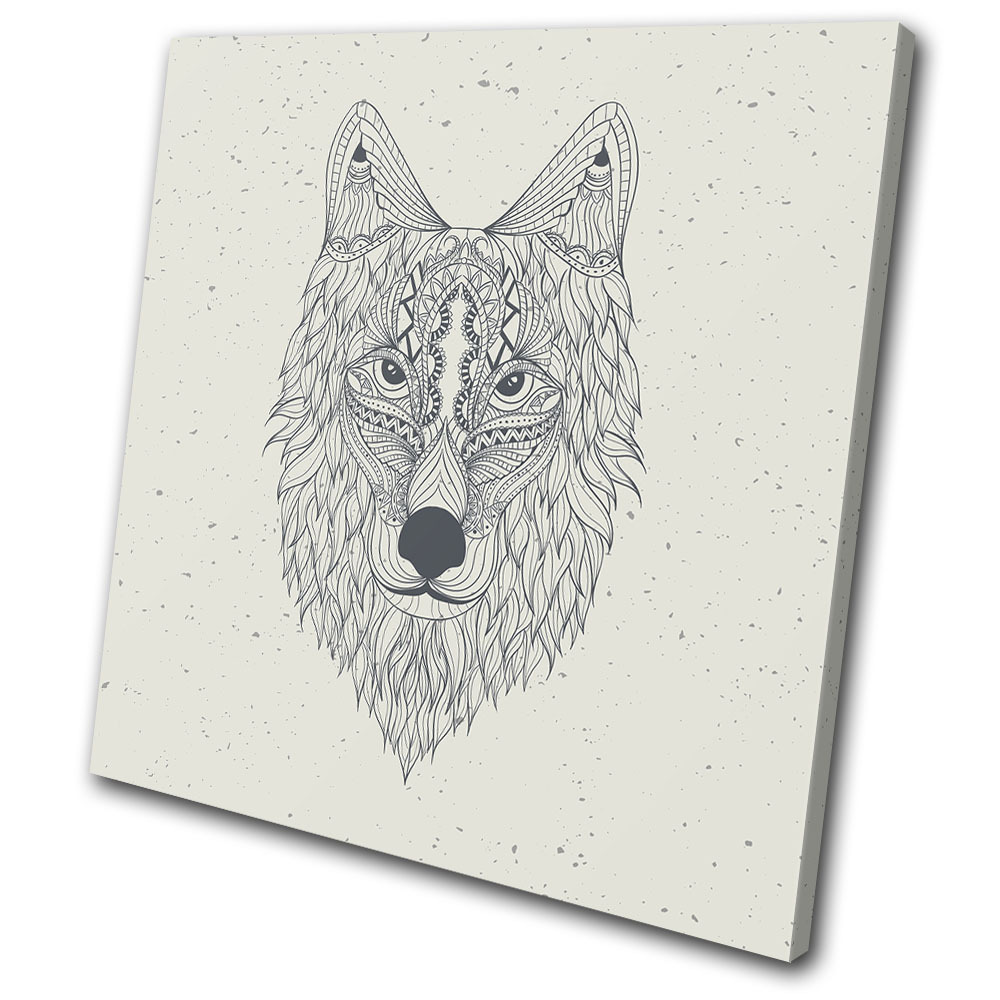 Aztec Wolf Animals SINGLE CANVAS WALL ART Picture Print | eBay