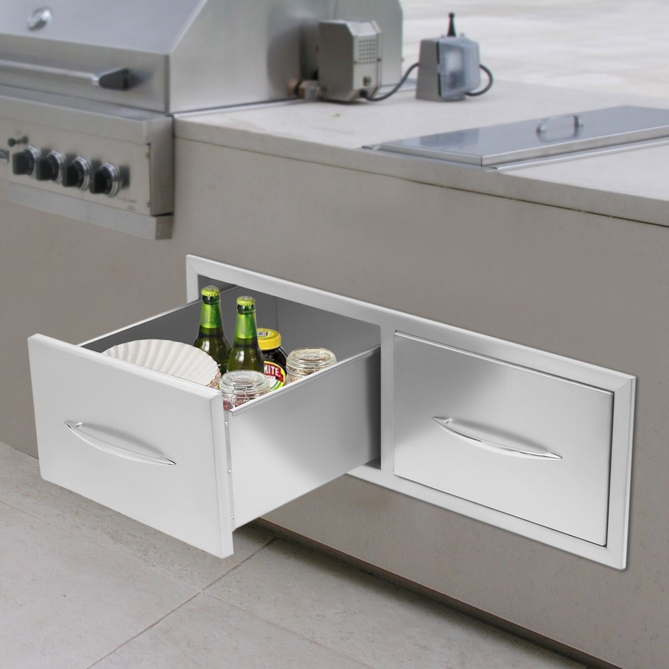 Horizontal Outdoor Double Drawers Stainless Steel Kitchen Drawers ...