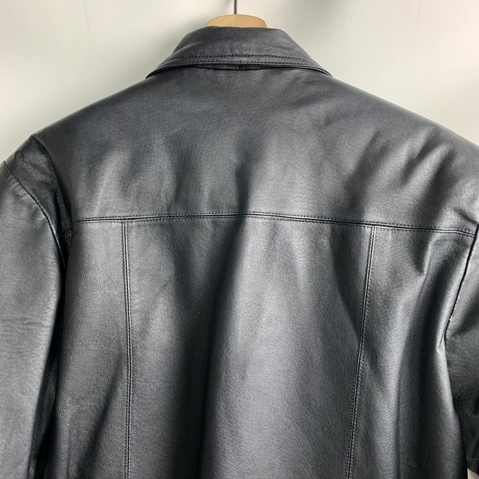 KC Collection Jacket Black Leather Collared Zip Side Buckle Design ...