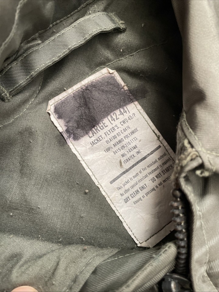 Vintage Isratex Military CWU-45/P Aramid Bomber Flight Flyers Jacket L ...