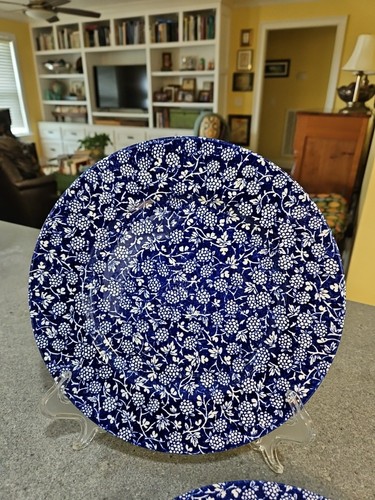 ROYAL STAFFORD Blackberry Blue White 11" Smooth Rim Dinner Plates (SET ...