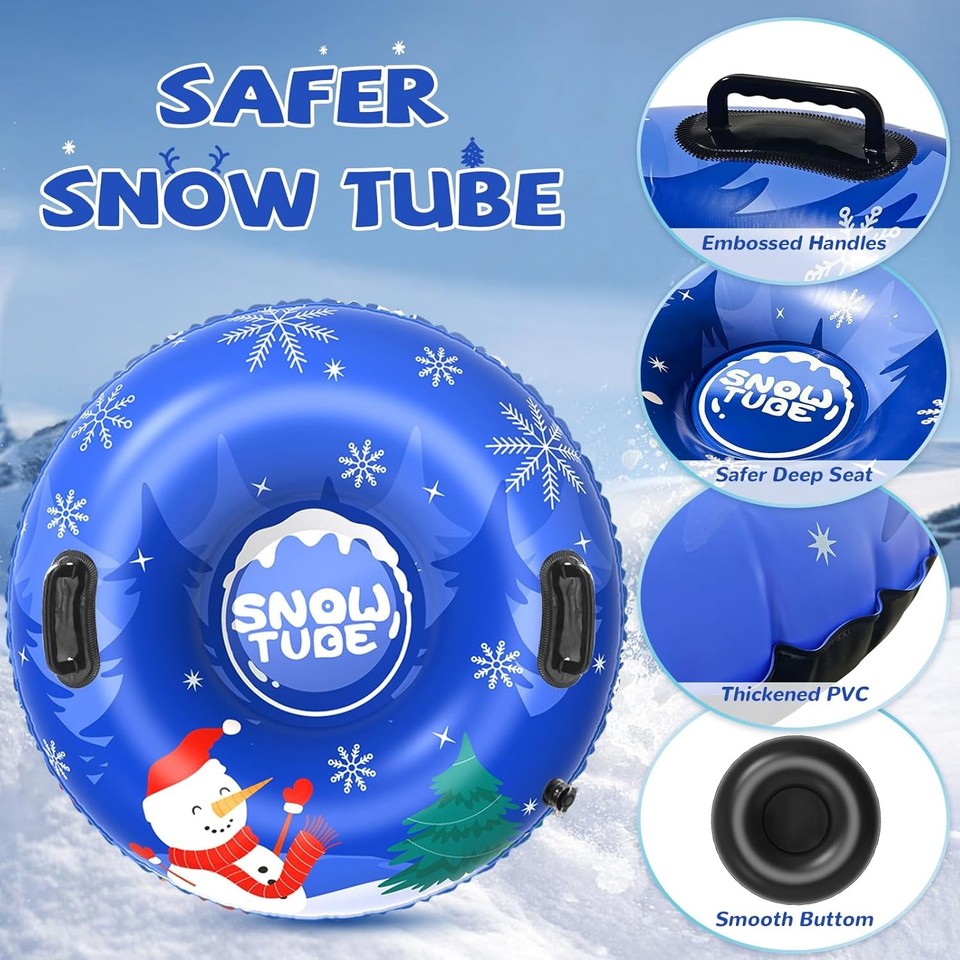 Snow Tube 36in 3-Pack/4-Pack Inflatable Sled Heavy Duty Hard Bottom ...