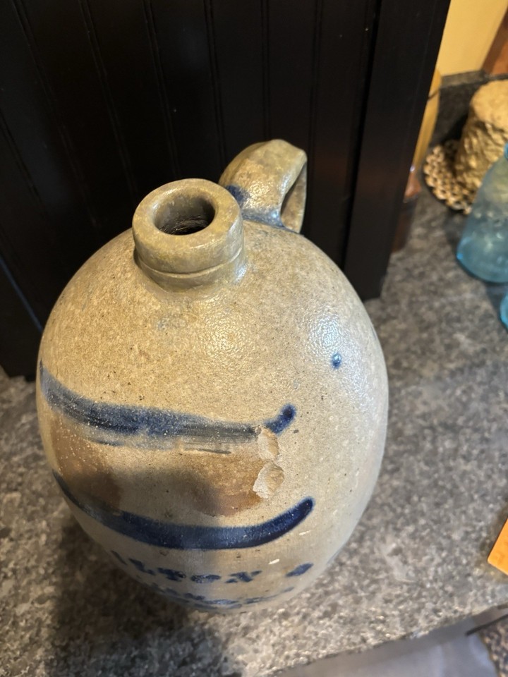 Antique JAS Hamilton, Greensboro PA 2 Gallon Blue Cobalt Stenciled ...