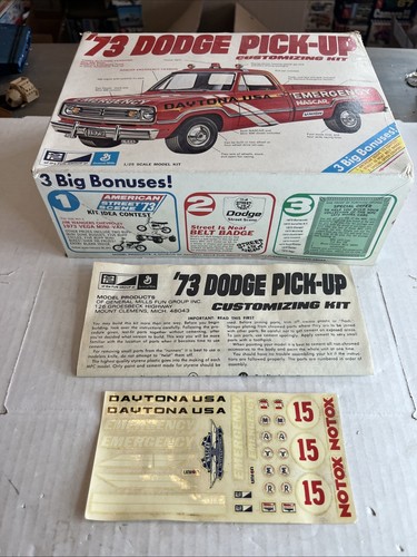 MPC 1973 DODGE 100 PICKUP ORIGINAL BOX & DECAL & INSTRUCTION! CIRCA ...