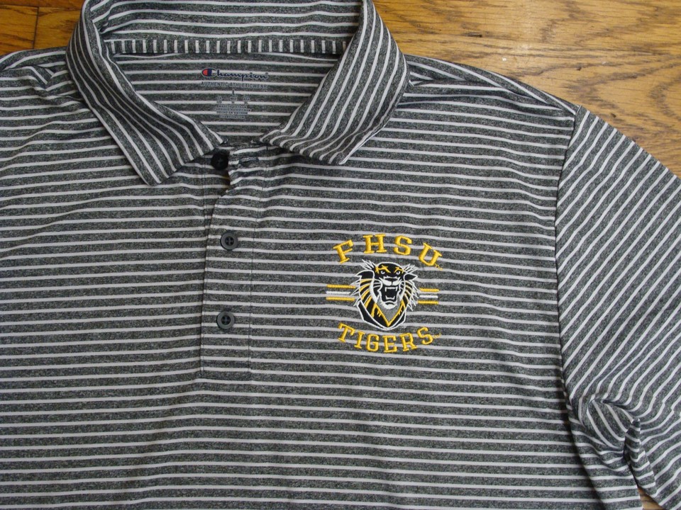 Fort Hays State Univ Tigers Gray Stripe Short Sleeve Polo Shirt By ...