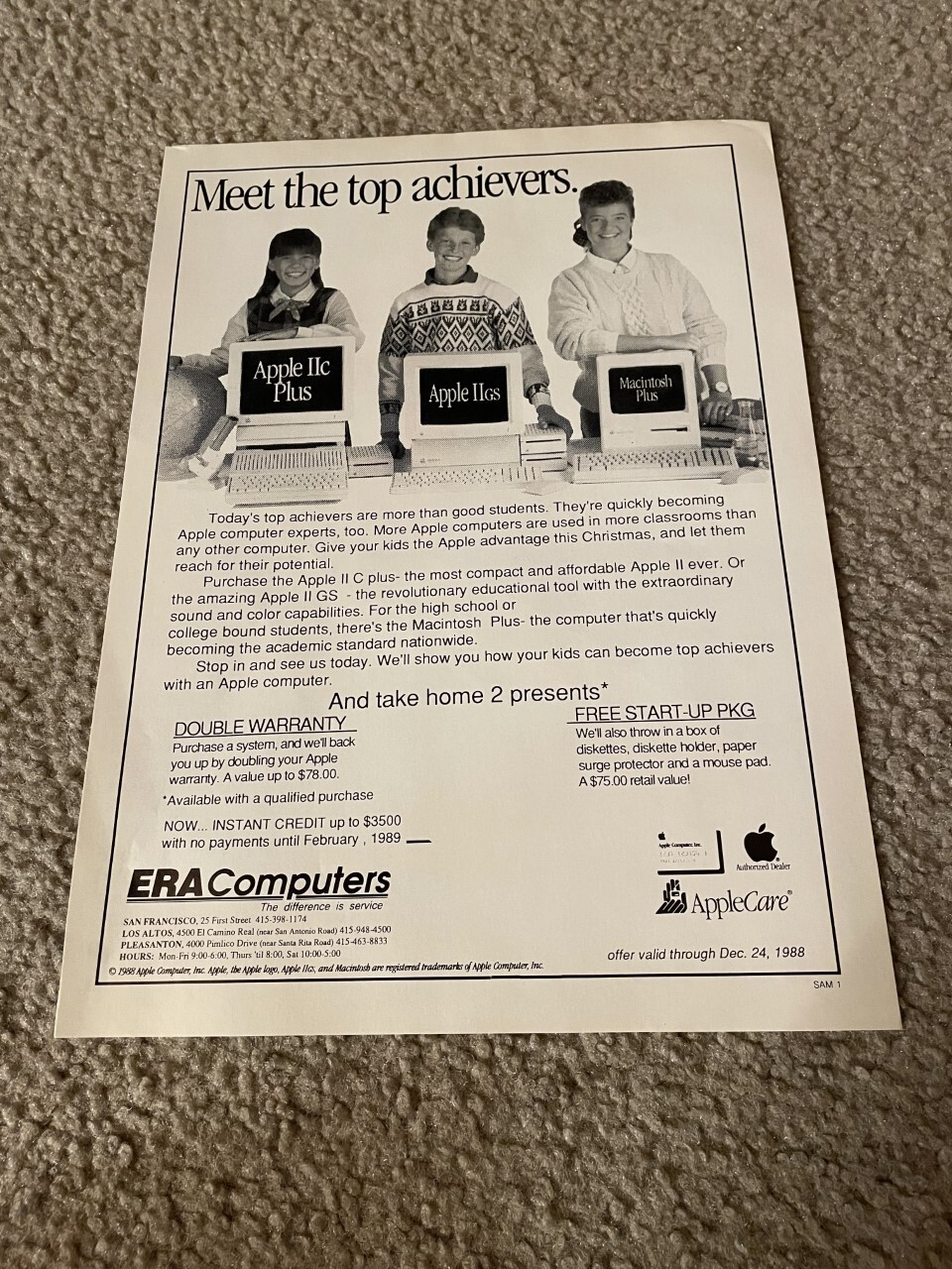 Vintage APPLE IIc PLUS IIGS & MACINTOSH PLUS COMPUTER Print Ad LOCAL ...
