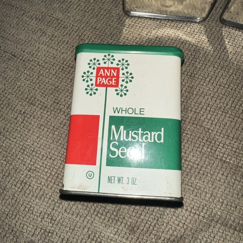 Vintage Ann Page whole MUSTARD SEED 3 oz tin, great colors & graphics | eBay