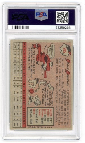 1958 Topps #285 Frank Robinson PSA 6 EX-MINT Vintage Trading Card Reds ...