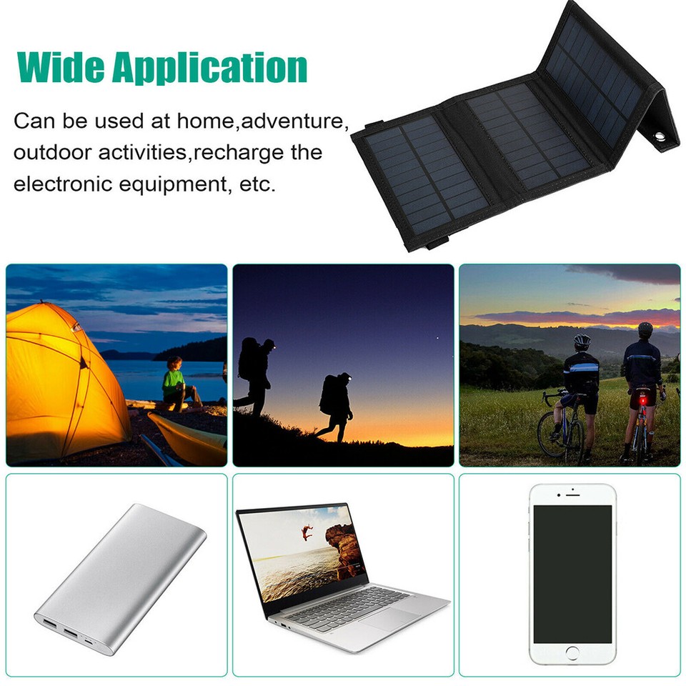 100W USB Solar Panel Folding Power Bank Outdoor Camping Hiking Phone ...