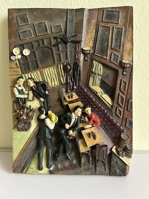 Art Wall Plaque Artist Juarez Machado Bistro Coffee Shop Signed Resin ...
