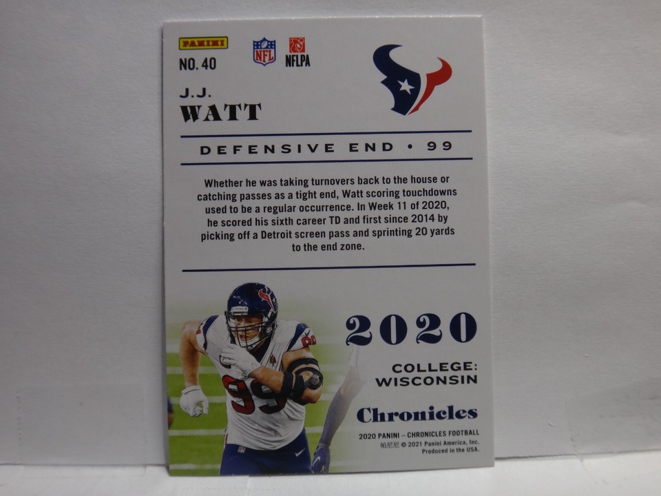 2020 Panini Chronicles Pink JJ Watt #40 | eBay