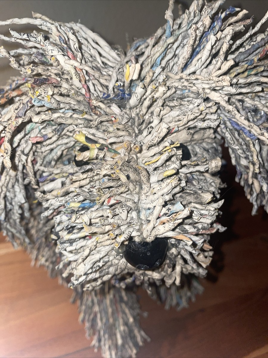 Recycled Paper Dog Sculpture DIY Boston Terrier Papercraft | 100%