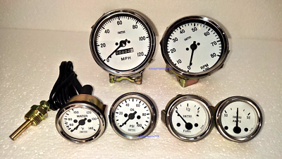 Smiths 52mm Kit Temp F Oil Fuel Amp Gauge + Speedo 0-120MPH + 0-80 RPM ...