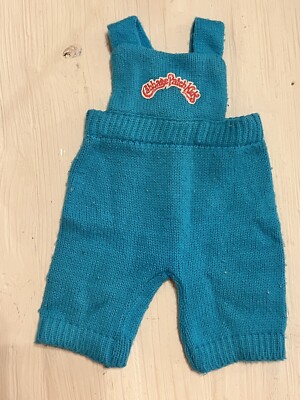 Vintage Cabbage Patch Kids Turquoise Blue Knit Overalls Outfit patch ...