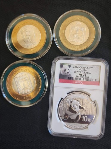 Lot Of 4 3 Bimetallic 100 Pesos Mexico/ 2014 PANDA NGC MS 70 Nice Deal ...