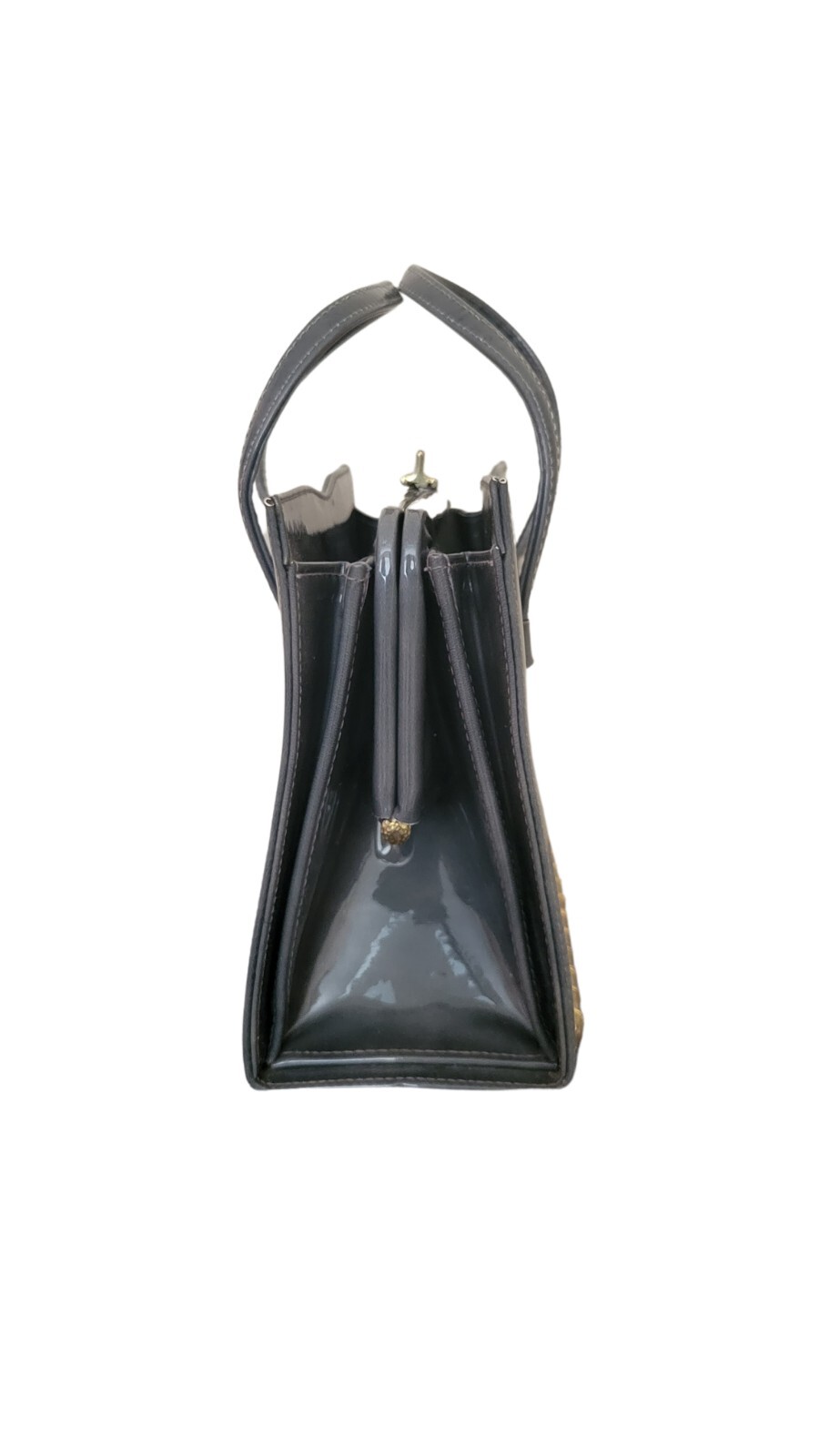 Vintage Verdi Gray Patent Leather Purse Handbag - Gem