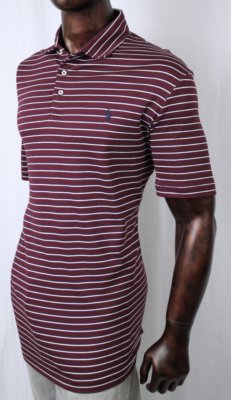 POLO Ralph Lauren Maroon Polo With Navy And White Stripe~Navy POLO Pony ...
